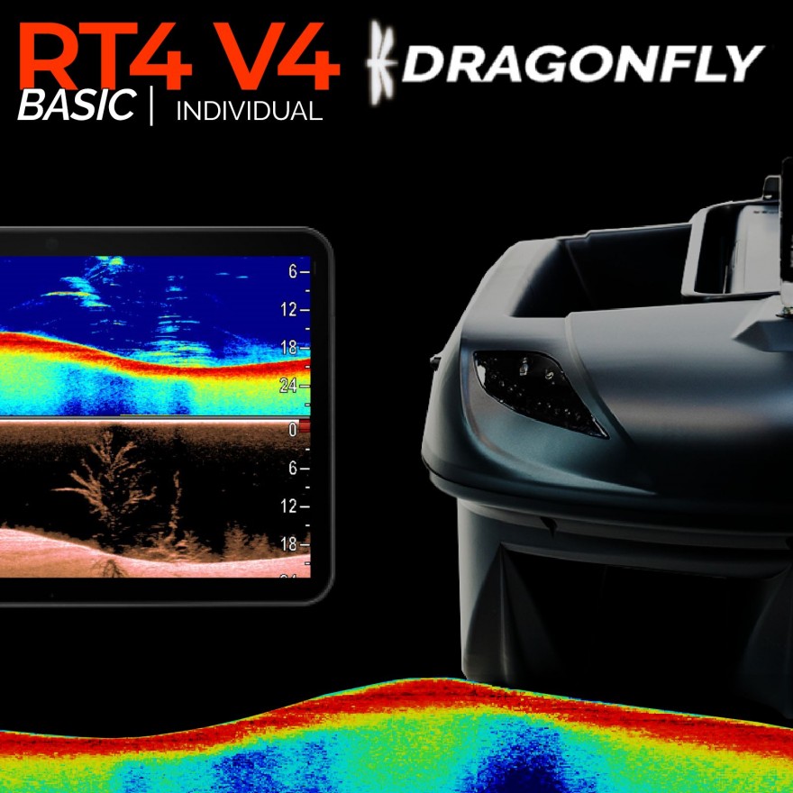 RT4 V4 avec échosondeur Dragonfly 5 CHIRP - Bateaux-amorceurs.com Le ...
